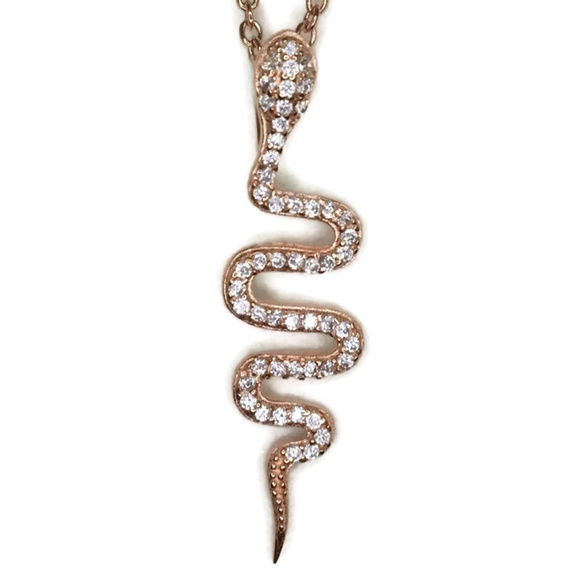 3 Royal Dazzy | Jewelry | Rose Gold On Silver Necklace Snake With Cz ...